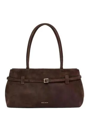 Manu Atelier Le Cambon East West Suede Shoulder Bag Brown