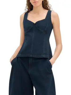 ALIGNE Sweetheart Neck Denim Tank - Blue Black