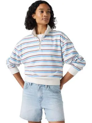 LEVI'S Everyday Quarter Zip Sweatshirt - Ruby Stripe Alaskan Blue