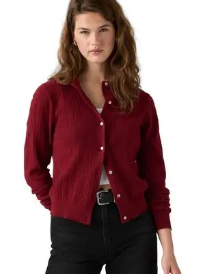 LEVI'S Supersoft Pointelle Crewneck Cardigan - Warm Cabernet