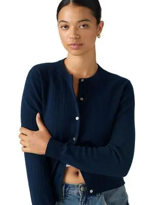 LEVI'S Supersoft Pointelle Crewneck Cardigan - Navy Blazer