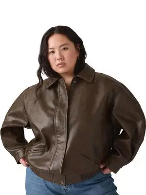 LEVI'S Faux Leather Relaxed Fit Bomber Jacket (plus Size)