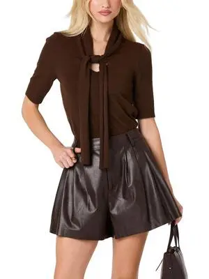 Astr The Label Agatha Tie Neck Sweater - Brown
