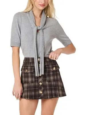 Astr The Label Agatha Tie Neck Sweater - Heather Grey