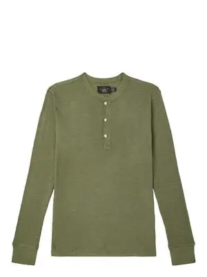 Ralph Lauren Waffle-knit Cotton-jersey Henley T-shirt - Green