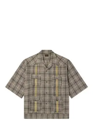 Kapital Glen Embroidered Checked Linen And Cotton-blend Shirt - Brown