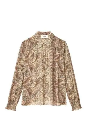 Ba&sh Printed Paisley Long Sleeve Button-down Shirt - Nude