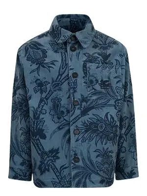 Etro Paisley-print Corduroy Shirt - Blue