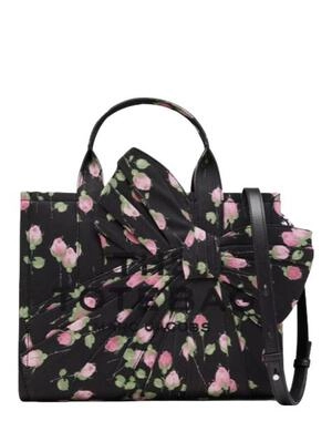 Marc Jacobs Vintage Floral Oversized Bow Medium Tote Bag - Black