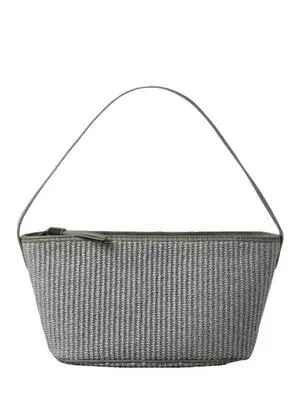 Brunello Cucinelli Monili Detail Woven Shoulder Strap Bag - Grey