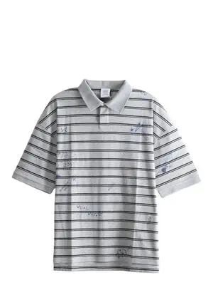 Vetements Striped Scribble-print Polo Shirt - Gray