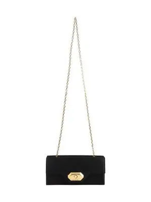LANVIN Flap Top Chain Detail Clutch Bag - Black