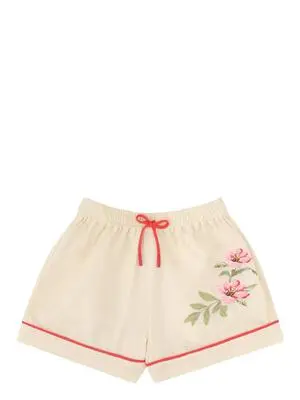 Zimmermann Floral-embroidered Drawstring Shorts - Ivory