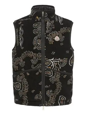 Moncler Reversible Paisley Print Padded Teddy Vest - Black