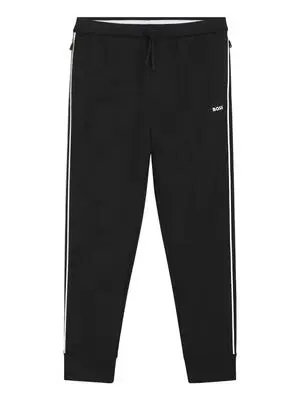 Hugo Boss Triangle-jacquard Tracksuit Bottoms With Rubberised Logo - Black