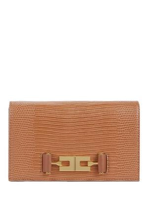 Elisabetta Franchi Elisabetta Franchi Reptile-Effect Logo Plaque Clutch Bag Cigar
