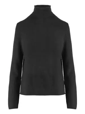 ALLUDE Ribbed Turtleneck Knitted Sweater - Black