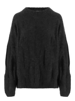 ALLUDE Ribbed Hem Knitted Sweater - Black