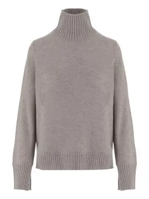 ALLUDE Cashmere Turtleneck Knitted Sweater - Gray
