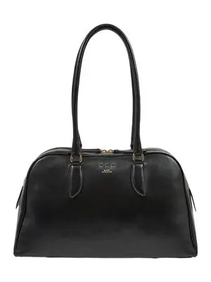 A.p.c. Logo-print Leather Shoulder Bag - Black