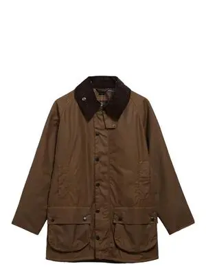 Barbour Waxed Cotton Jacket With Corduroy Collar - Bark