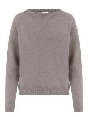 ALLUDE Allude Cashmere Crew Neck Knitted Sweater Gray