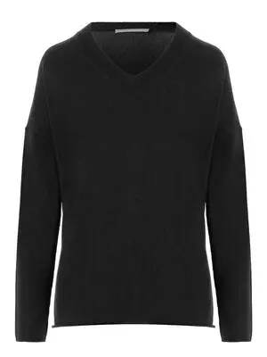 ALLUDE V-neck Cashmere Knitted Sweater - Black