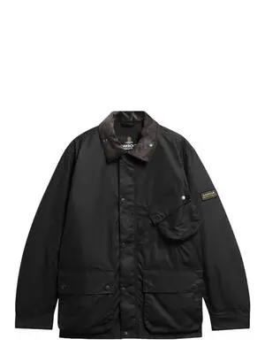 Barbour Waxed Cotton Corduroy Collar Jacket - Black