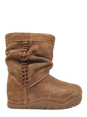 UGG Boots With Exposed Lacing And Embossed Logo - Maroon