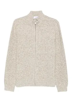 LARDINI Zip-up Marl-knit Sweater - Beige