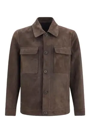 SALVATORE SANTORO Button-up Leather Jacket - Brown