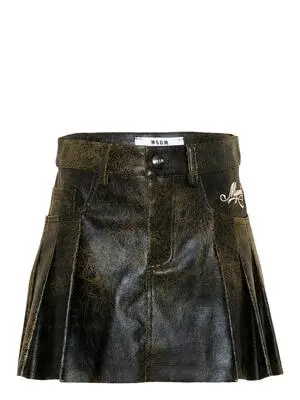 MSGM Belted Pleated Skirt - Black
