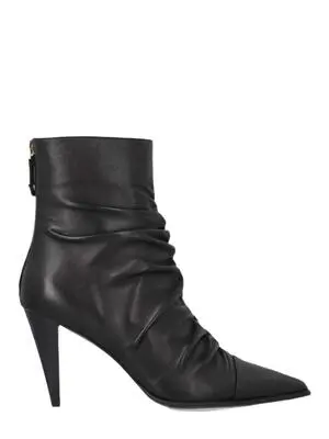 Pinko Ruched Pointed-toe Heeled Ankle Boots - Black