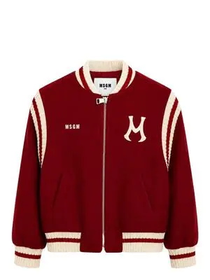 MSGM Logo-detailed Bomber Jacket - Red