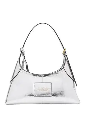 Marc Jacobs Small Belted Sack In Metallic Crinkle Leather Silver