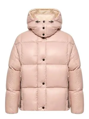 Moncler High Neck Down Jacket With Long Sleeves And Hidden Closures - Pink