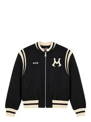 MSGM MSGM Logo Detailed Bomber Jacket Black