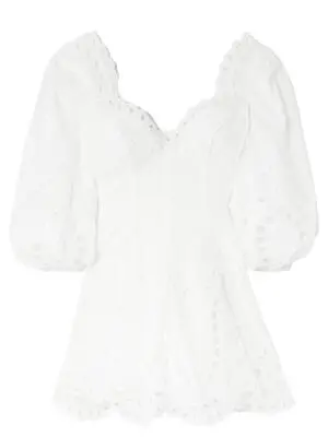 Charo Ruiz Ibiza Esmeralda Scalloped Broderie Anglaise Mini Dress - No