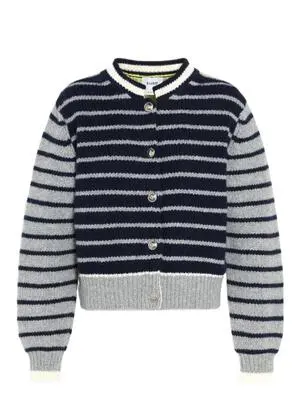 BARRIE Striped Chunky-knit Cardigan - Gray