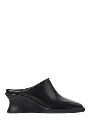 Camper Semi-enclosed Wedge With Square Toe - Black