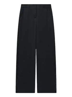Giorgio Armani Silk Satin Palazzo Trousers With Rhinestone Trim - No