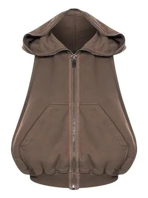 Rick Owens Sleeveless Zip-up Hooded Gilet - Brown