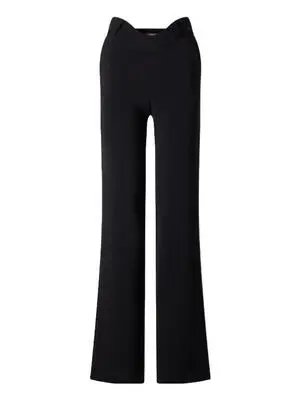 JEAN PAUL GAULTIER Wavy Crepe Mid-rise Wide-leg Pants - Black