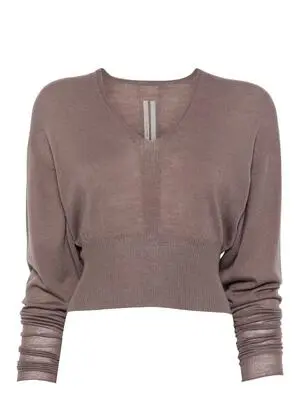 Rick Owens V-neck Cropped Sweater - Gray