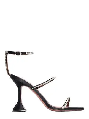 Amina Muaddi Gilda 95 Sandals With Crystal Embellishments And Logo Detail - Black