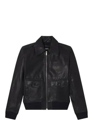 A.p.c. Short Leather Jacket - Black