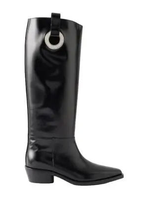 PROENZA SCHOULER Silver-trimmed Black Leather Boots