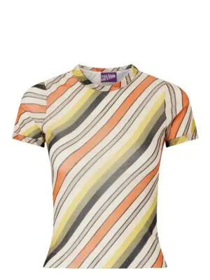 JEAN PAUL GAULTIER Striped Mesh Top - Nude