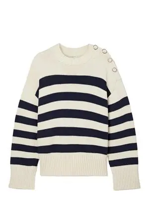 LAFAYETTE 148 NEW YORK Striped Wool And Cotton-blend Sweater