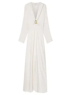 FORTE_FORTE Silkblend Marocaine Longsleeved Maxi Dress - Ivory